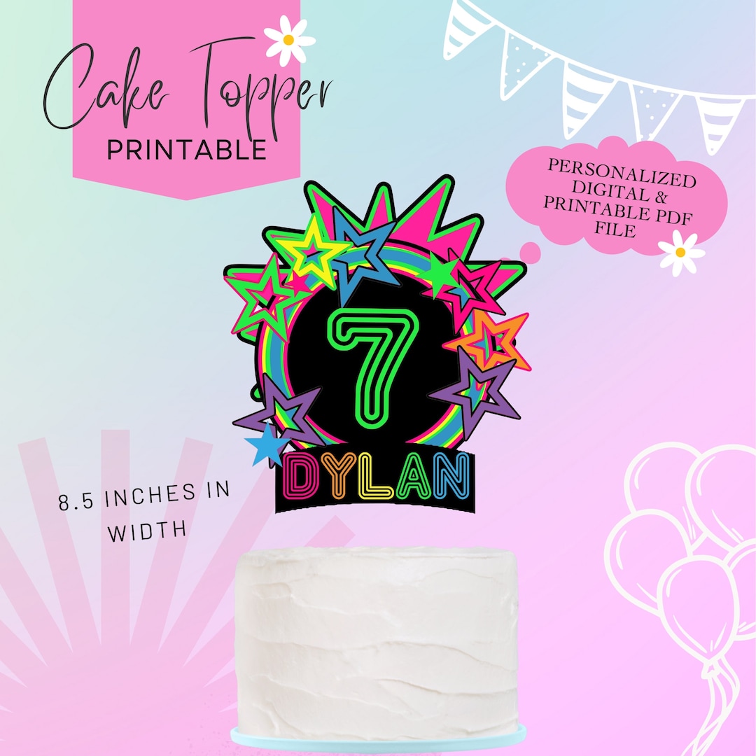 Glow Party Digital Cake Topper - Printable Cake Topper - Etsy