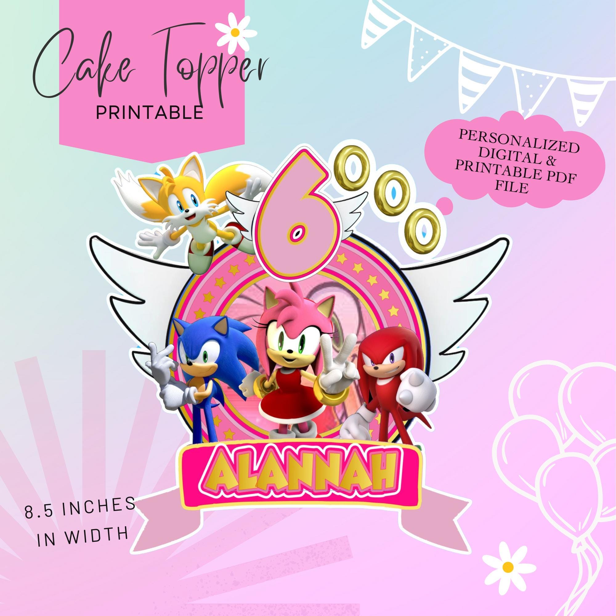 Amy Rose Party Digital Cake Topper - Printable Cake Topper - Etsy