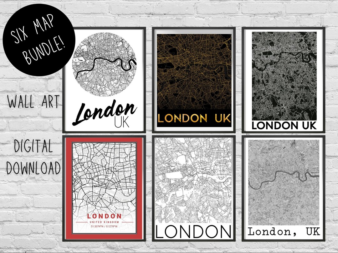 London Map Wall Art Map of London Printable Digital Wall Art Instant ...