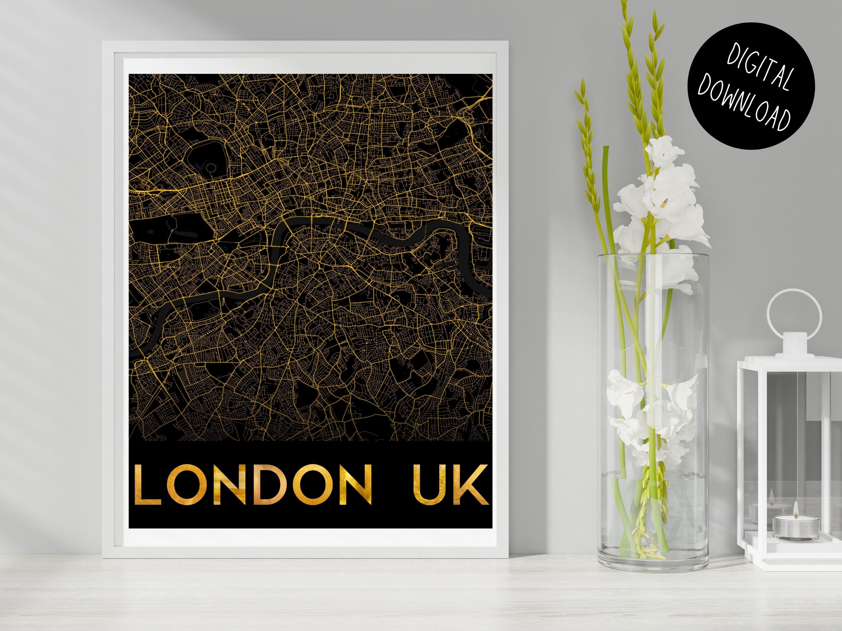 London Map Wall Art Map of London Printable Digital Wall Art Instant ...
