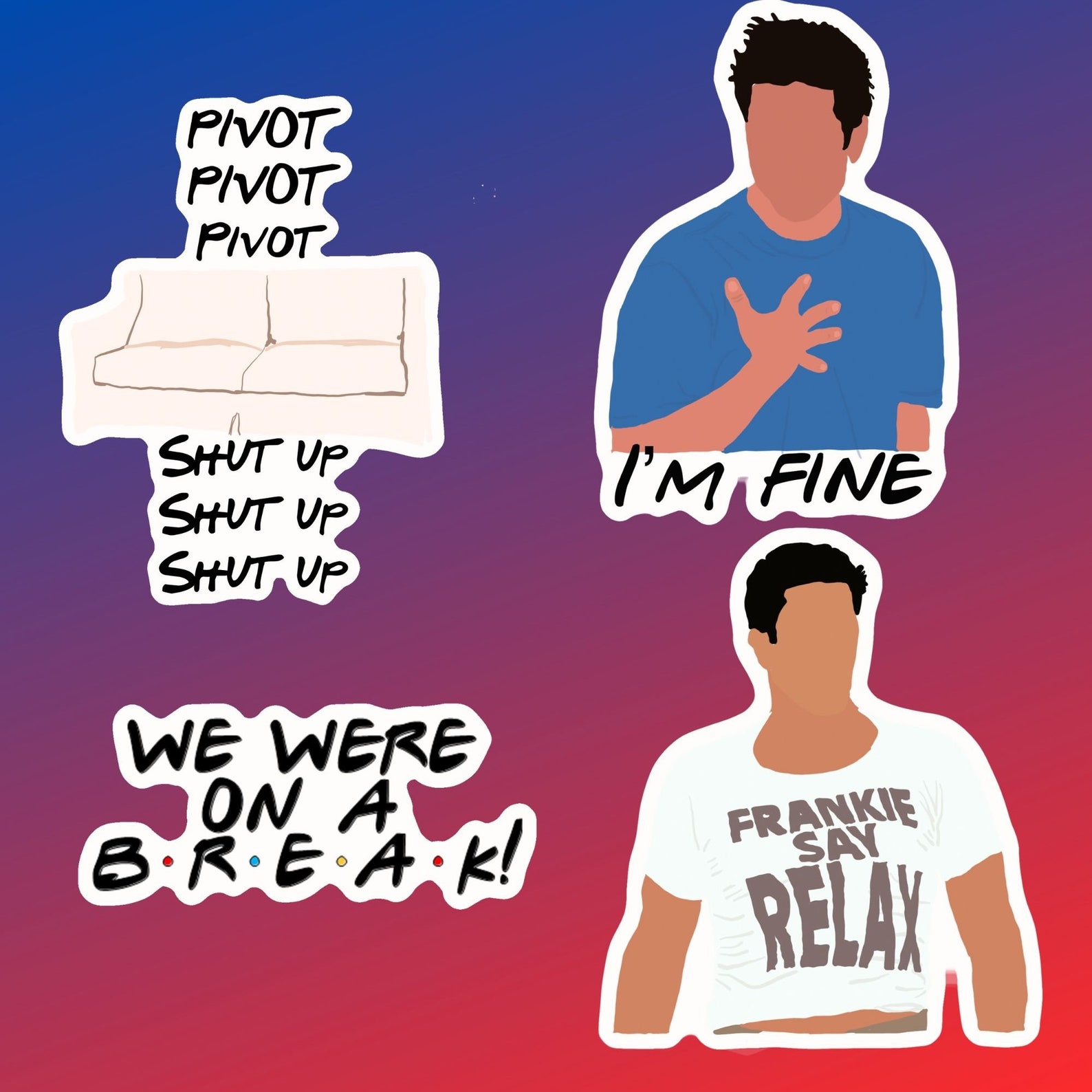 Friends Ross Stickers Friends TV Show Stickers Ross Geller | Etsy