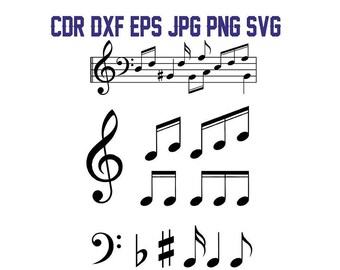 Musical Notes SVG DXF Music Clipart Cutting Musical Notes - Etsy Canada