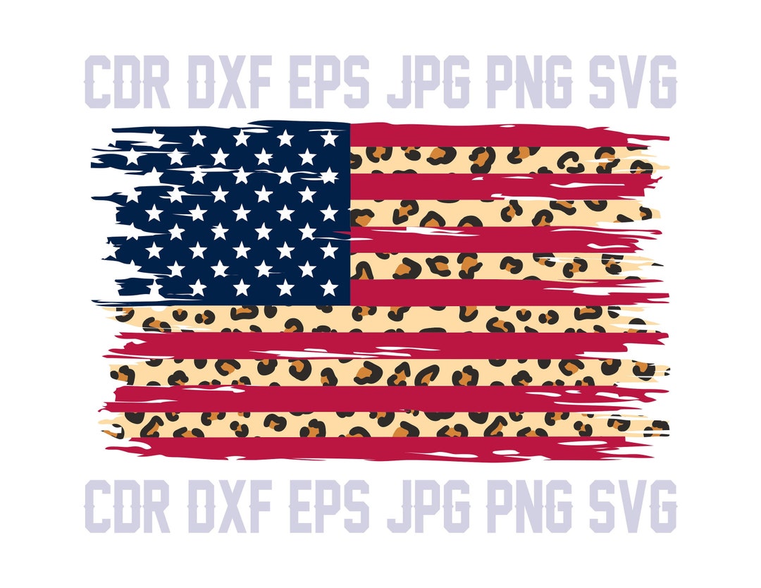 Leopard Flag Svg, Leopard Print Svg, Cheetah US Flag Print, American ...