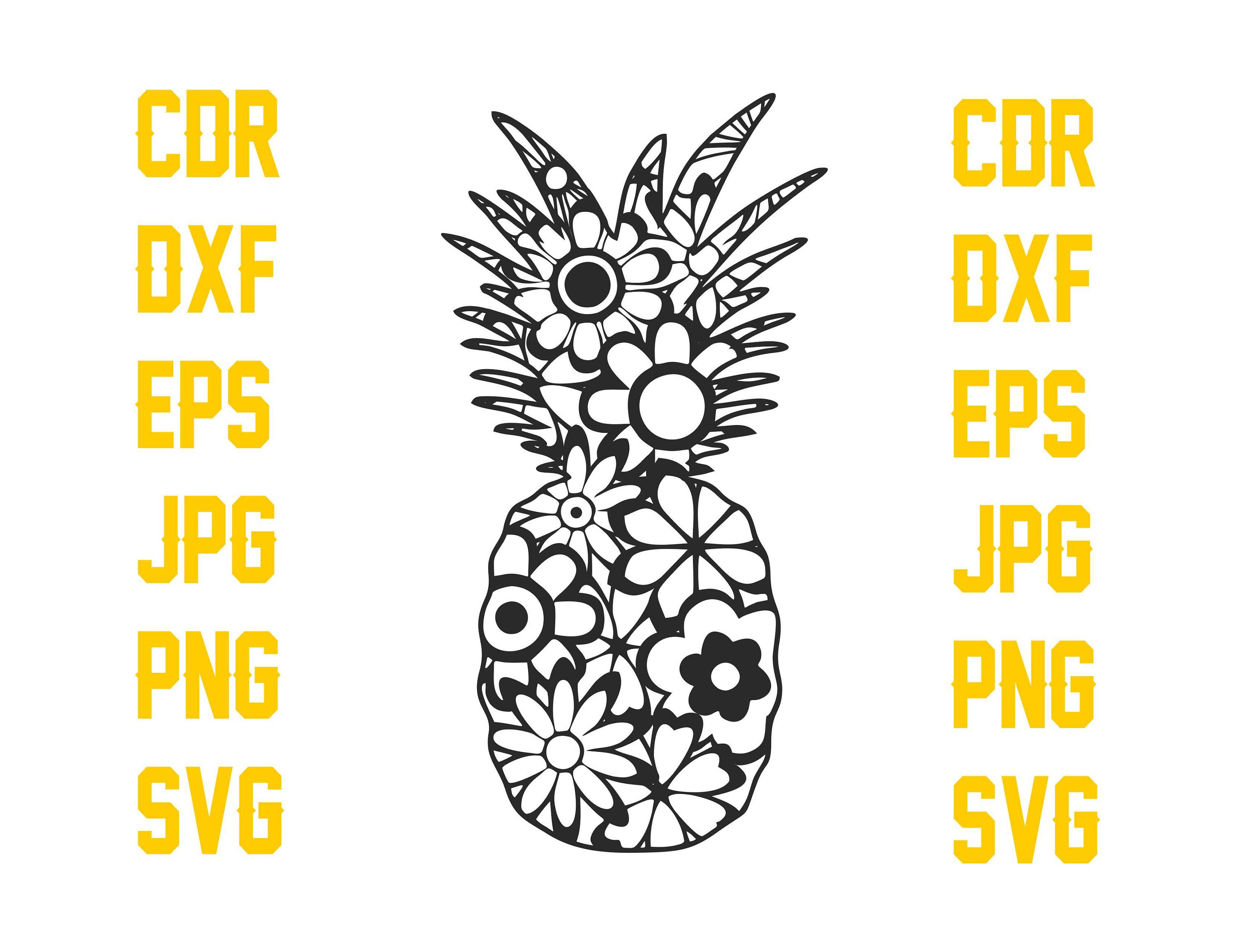 Pineapple svg files for cut vector pineapple clipart | Etsy