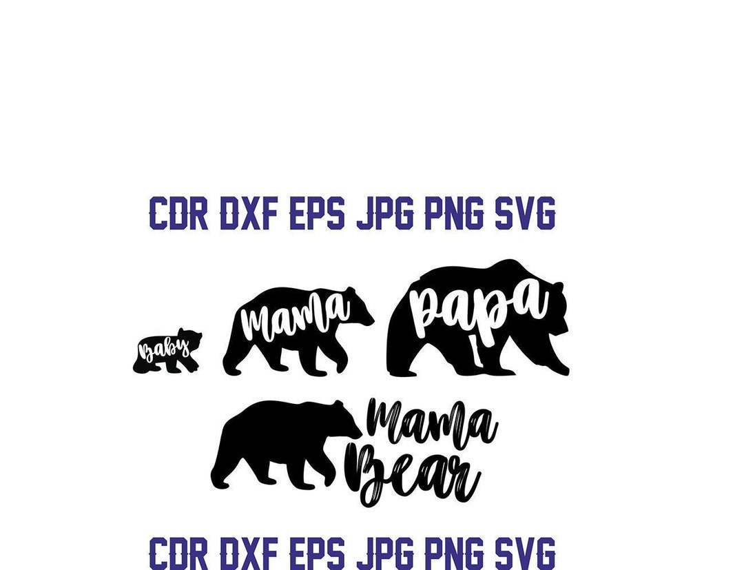 Mama Bear Svg Silhouette, Bear Family Vector Design, Instand Download ...