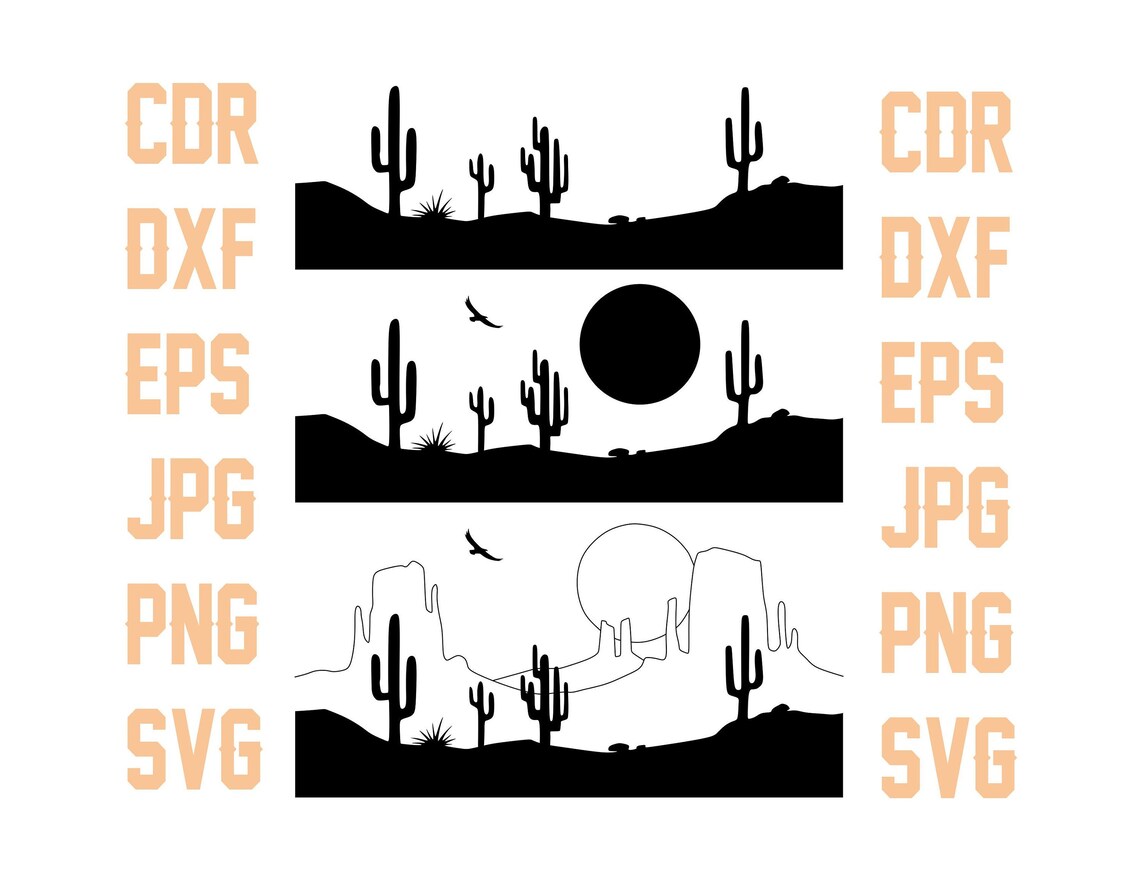 Desert Svg Cut File Instant Download Cactus Vector - Etsy