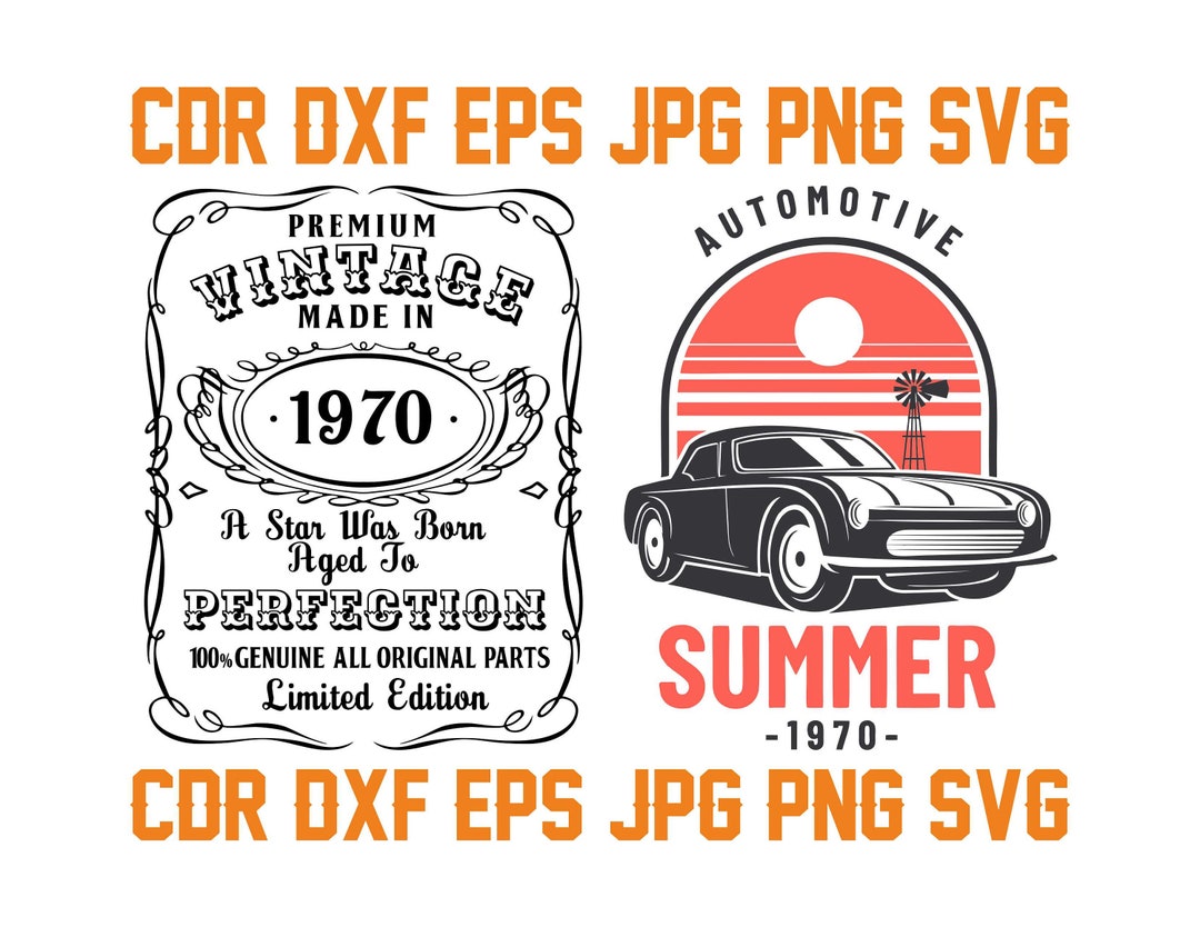 Vintage 1970 Svg Cutting Files, Birthday 1970 Vector Clipart, 50th ...