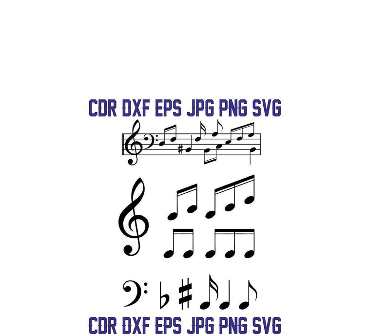 Musical Notes Svg Files for Cut Digital Music Notes Dxf - Etsy