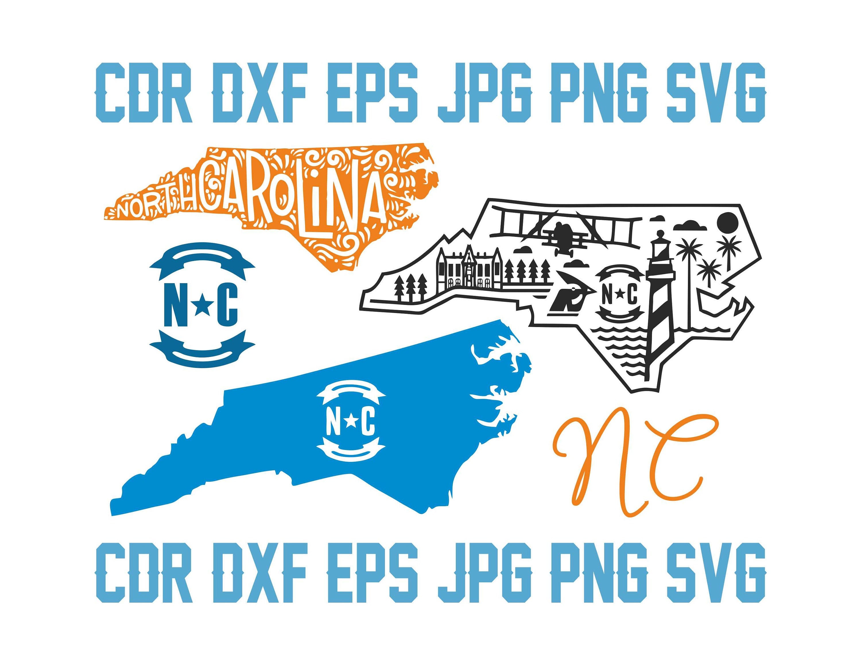 North Carolina Svg Cutting Files Vector NC Digital Download | Etsy