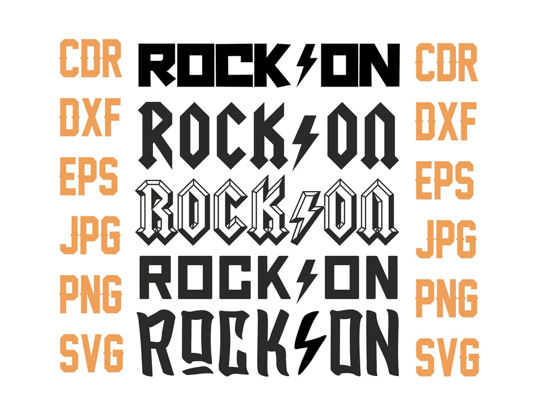 Rock on Svg Cut File, Instant Download Rock N Roll Vector Silhouette ...