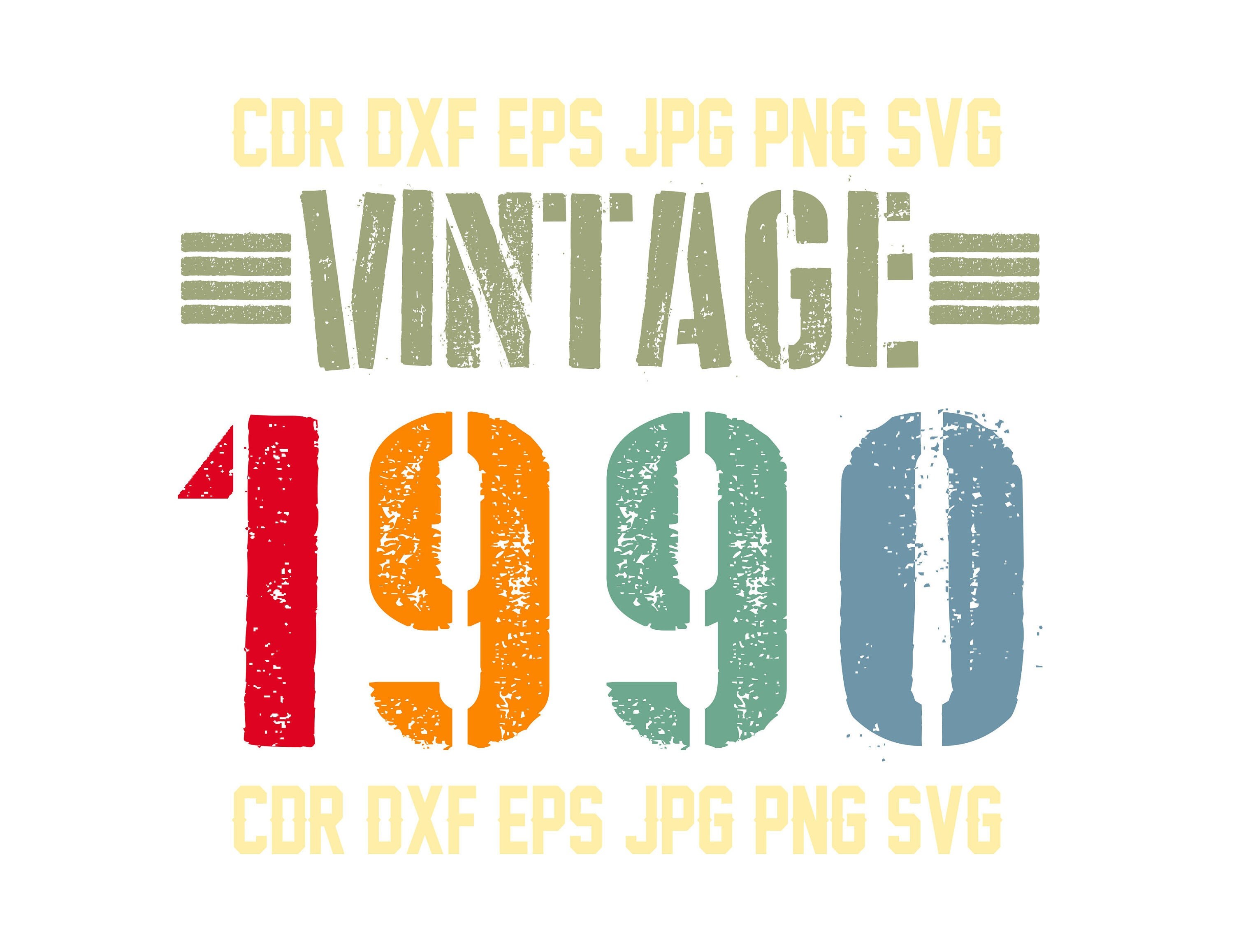 1990 vintage svg cutting files 30th birthday svg silhouette | Etsy