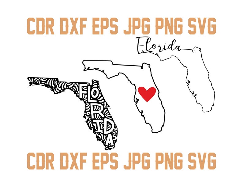 Florida Svg Cutting Files Digital Florida State Clipart | Etsy