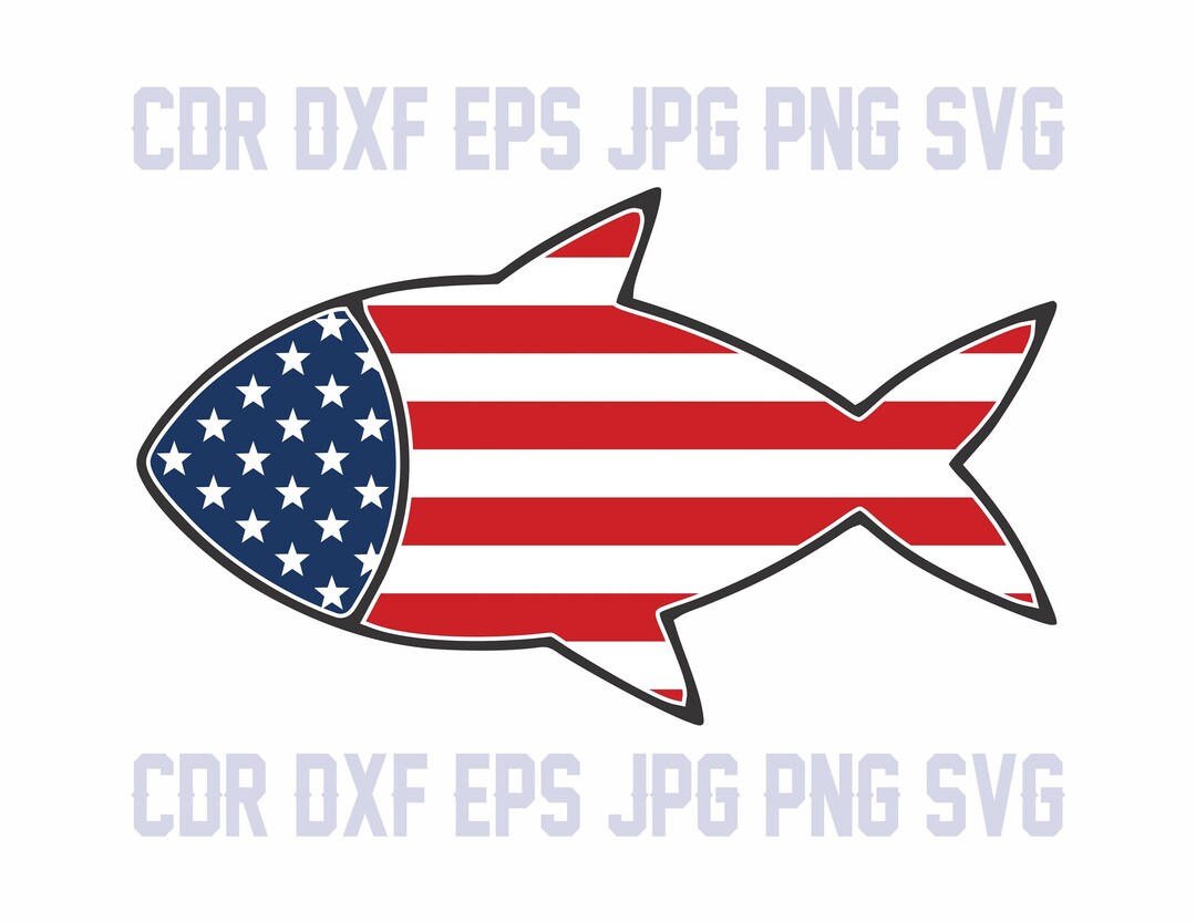 Fish Flag Svg American Flag Svg US Fishing Svg Fisherman - Etsy