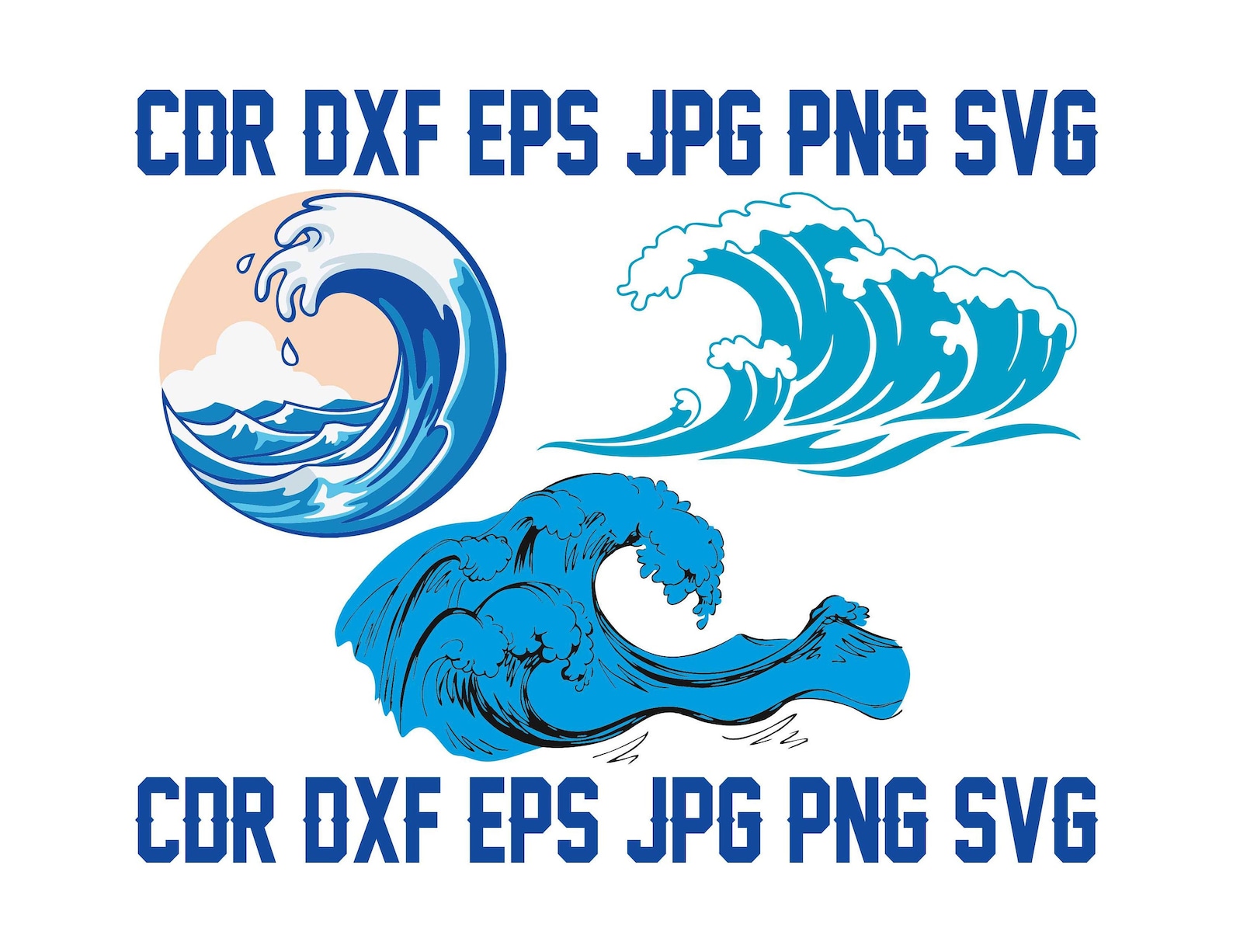 Ocean Waves Svg Cutting Files, Digital Beach Svg Files for Cut, Instant ...