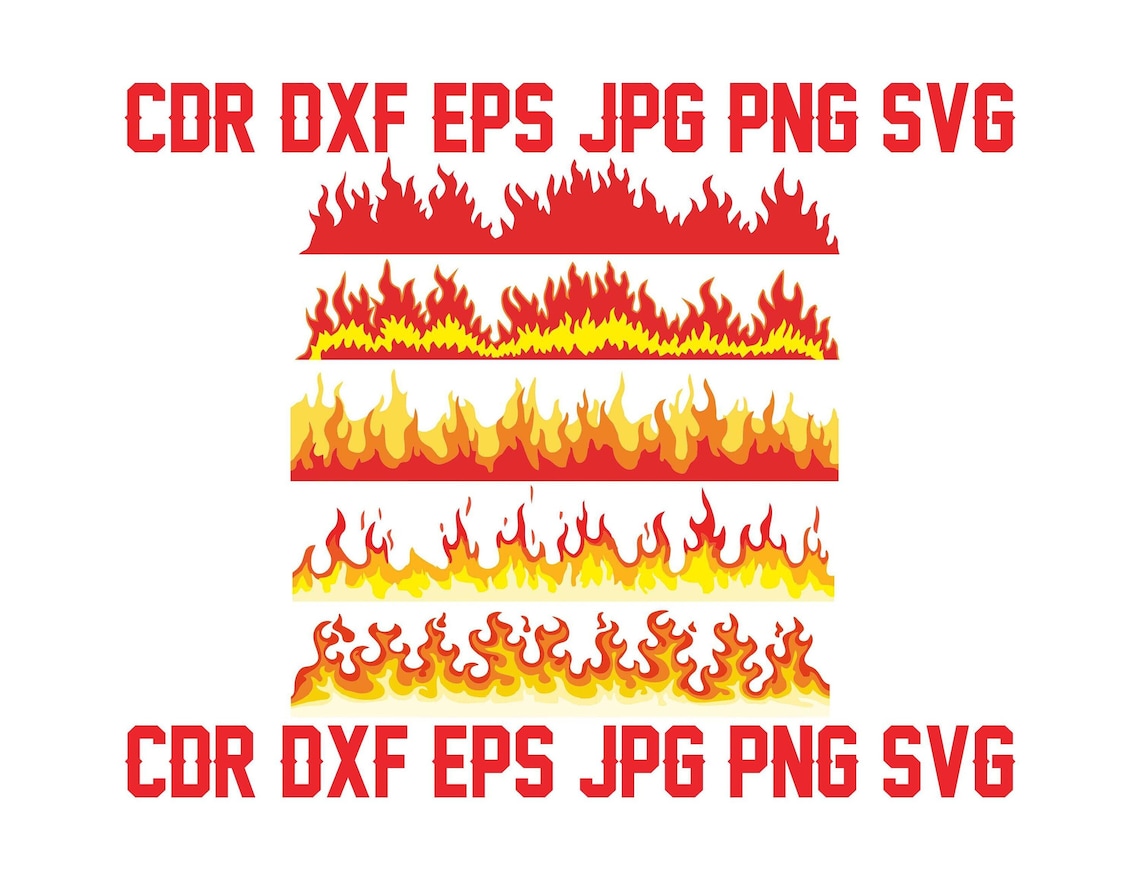 Fire Flame Svg Cutting Files Digital Flame Vector Clipart - Etsy