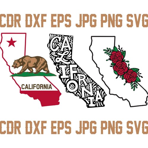 California Svg Cutting Files Printable California State - Etsy