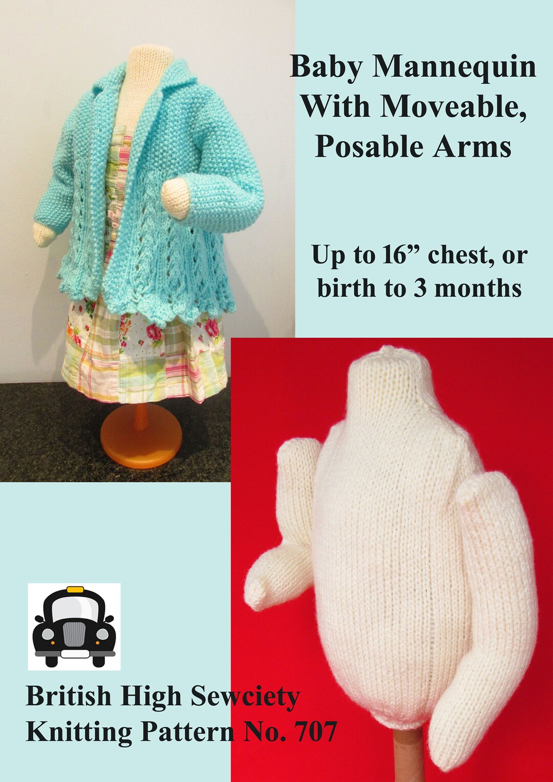 Knitting Pattern for Baby Display Mannequin With Moveable, Posable Arms ...