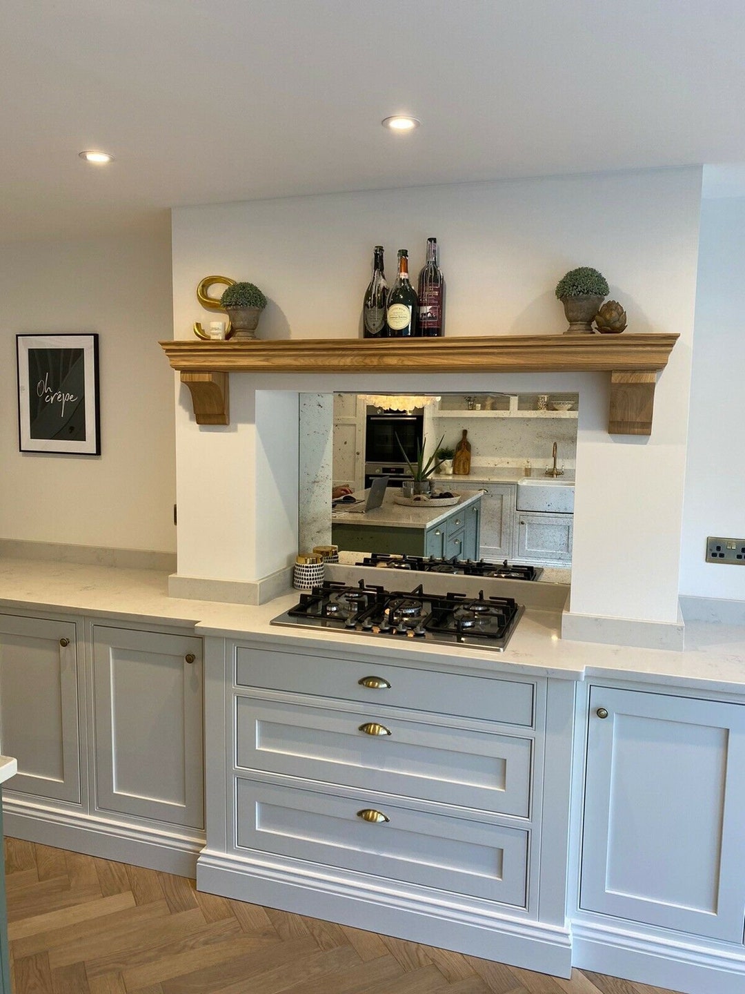 Hand Crafted Kitchen Mantel Shelf, Over the Range Shelf With Corbels ...