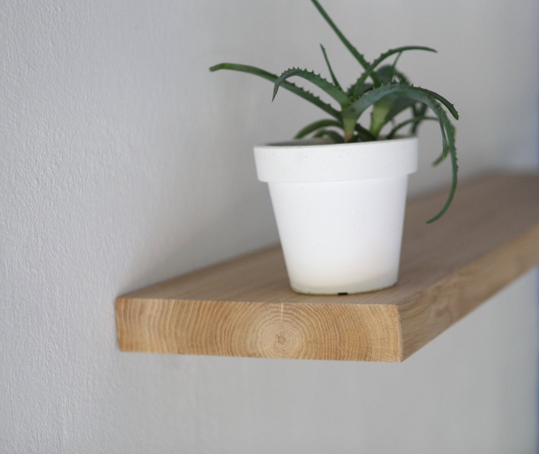 Solid Oak Floating Shelf, Wooden Book Shelf, Kitchen Shelf, Floating ...