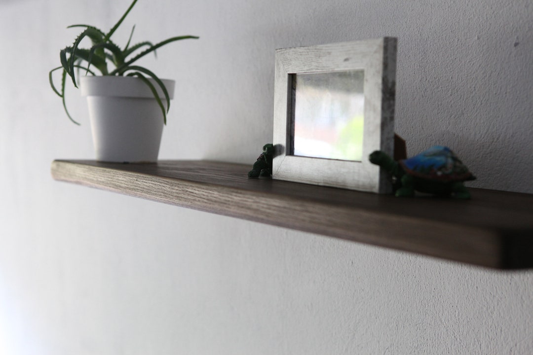 Kitchen Shelf, Solid Oak Floating Shelf, Wooden Book Shelf, Floating ...