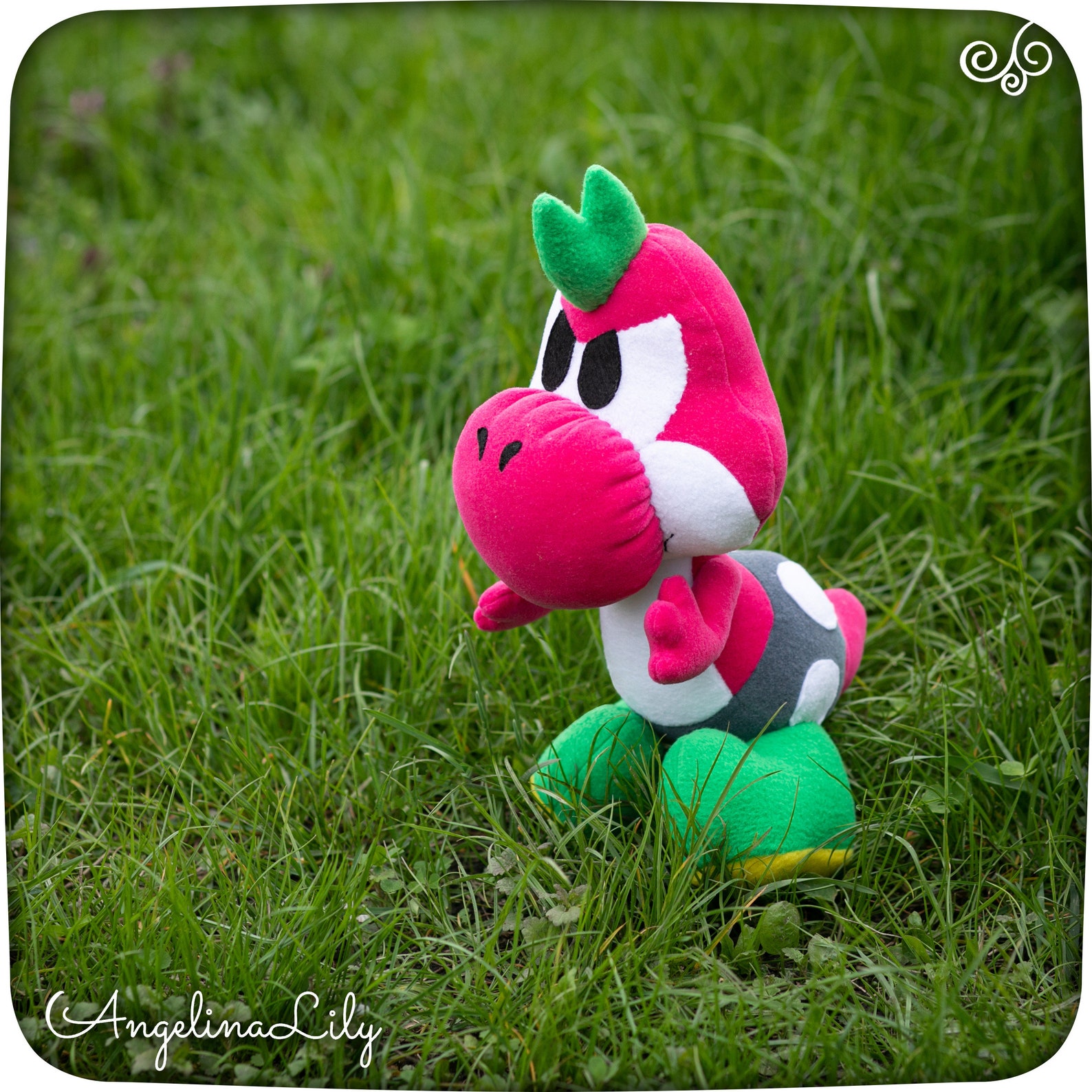 Yoshi Plushie, Pink Yoshi Dinosaur, Handmade Stuffed Animal, 13.3 ...
