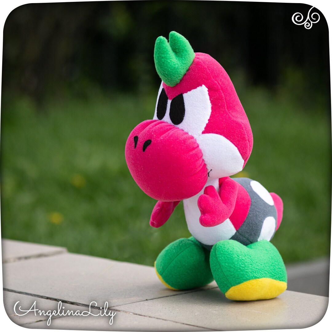 Yoshi Plushie, Pink Yoshi Dinosaur, Handmade Stuffed Animal, 13.3 ...
