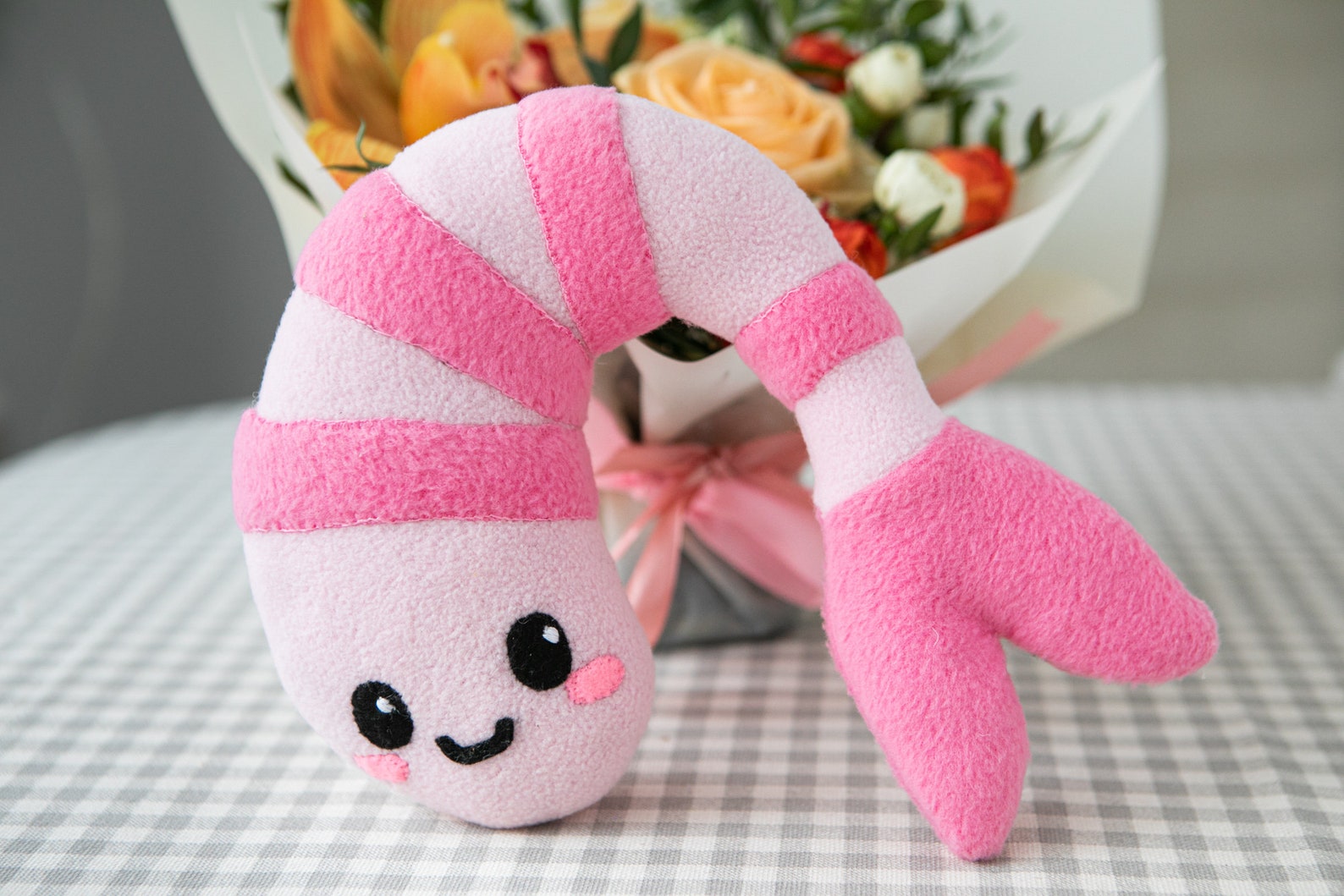 Kawaii Shrimp Plush Prawn Kawaii Plushie Handmade Soft - Etsy