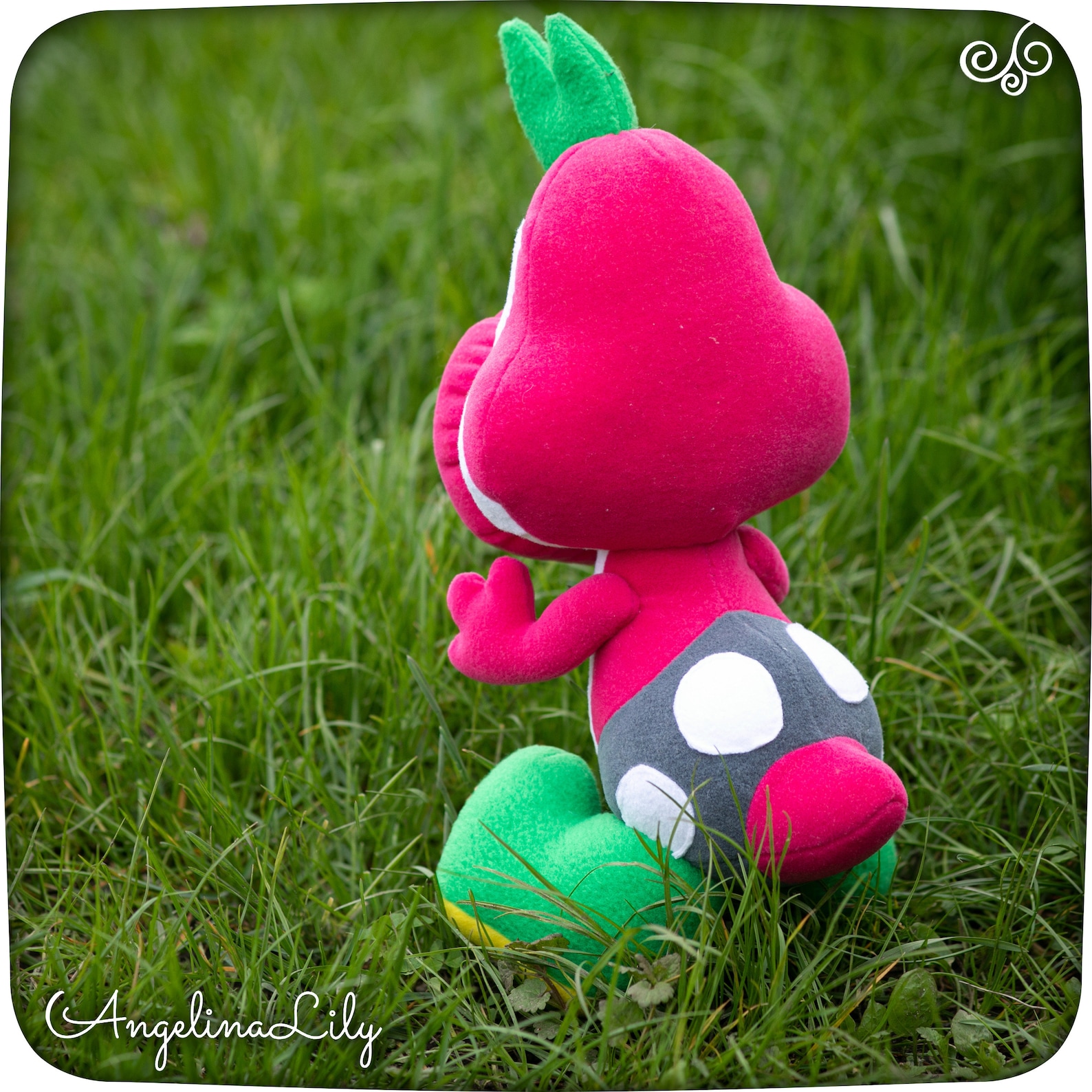 Yoshi Plushie, Pink Yoshi Dinosaur, Handmade Stuffed Animal, 13.3 ...