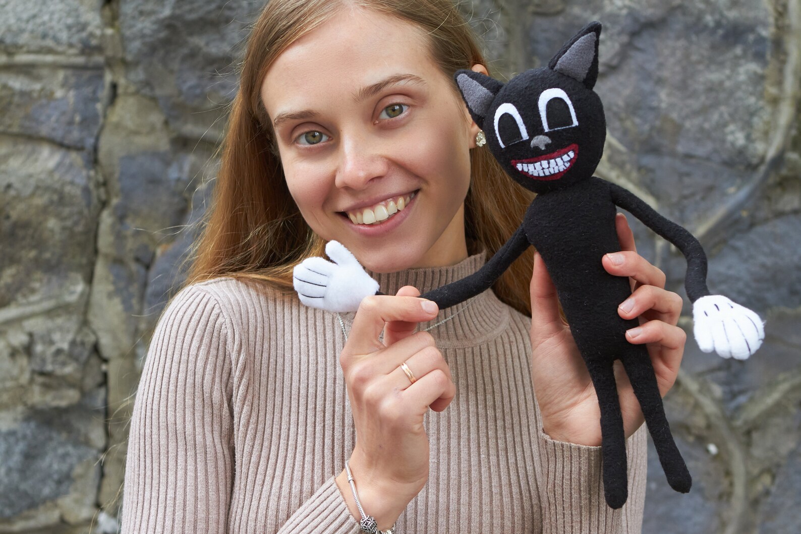 Cartoon Cat Plush Handmade Toy With Wire in Hands Cartoon Cat | Etsy