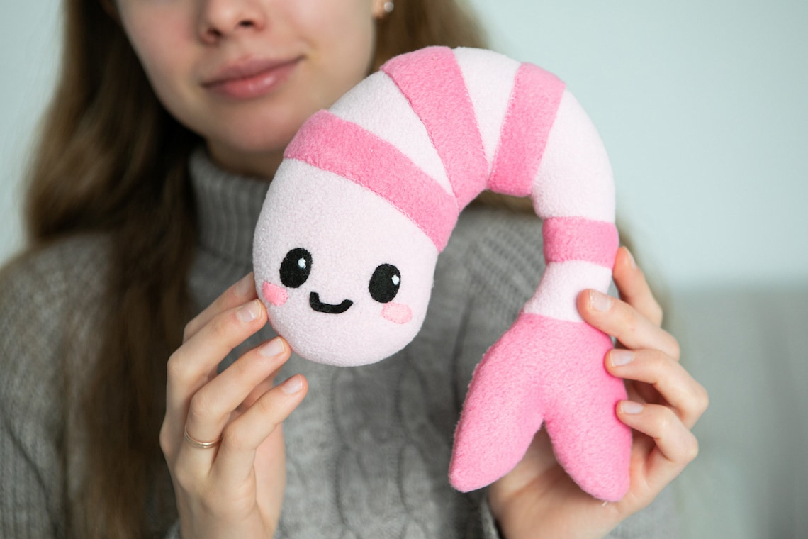 Kawaii Shrimp Plush Prawn Kawaii Plushie Handmade Soft - Etsy