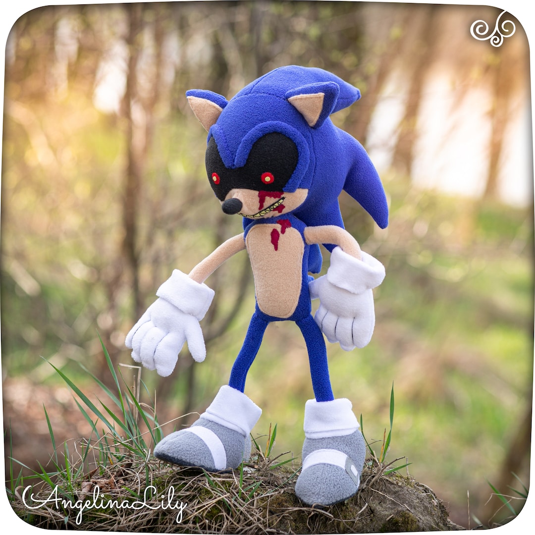 Sonic.exe Plushie, Sonic the Hedgehog Inspired, Handmade Meme Plush, 16.9 in High With Poseable ...