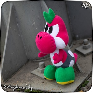 Yoshi Plushie, Pink Yoshi Dinosaur, Handmade Stuffed Animal, 13.3 ...