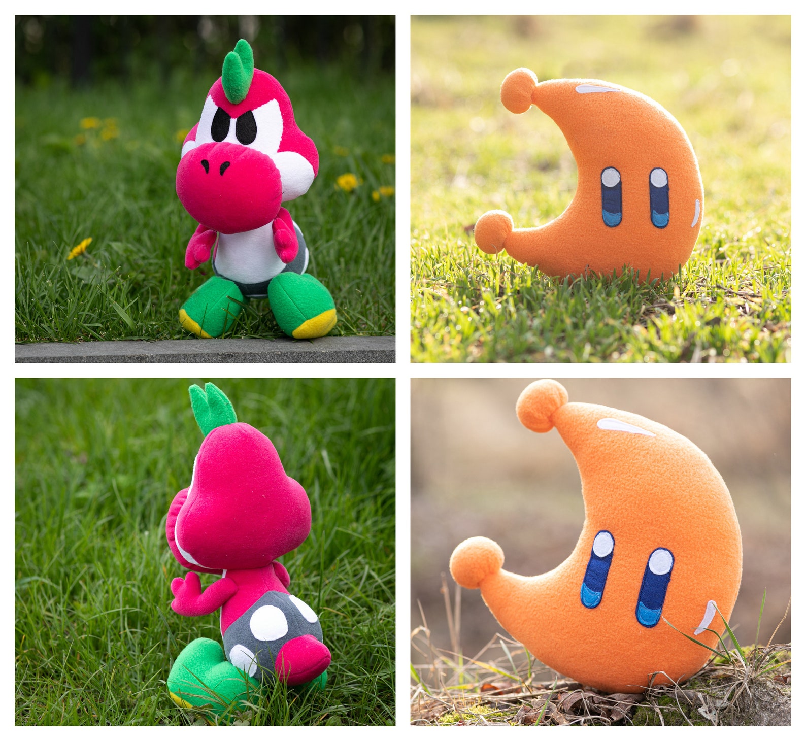 Yoshi Plushie, Pink Yoshi Dinosaur, Handmade Stuffed Animal, 13.3 ...