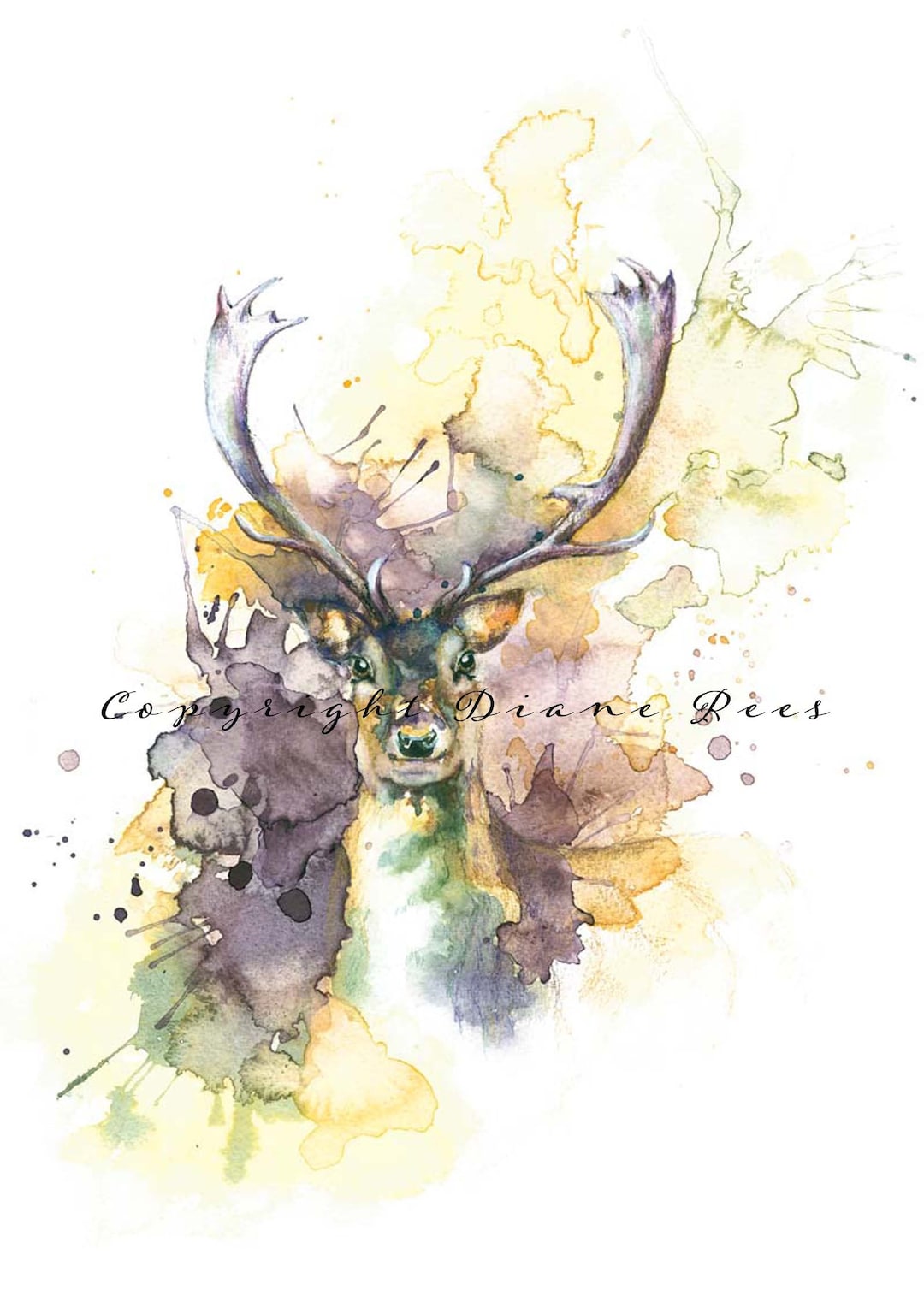 Stag Art Print, Stag Illustration, Stag Painting, Deer Print, Stag Wall ...