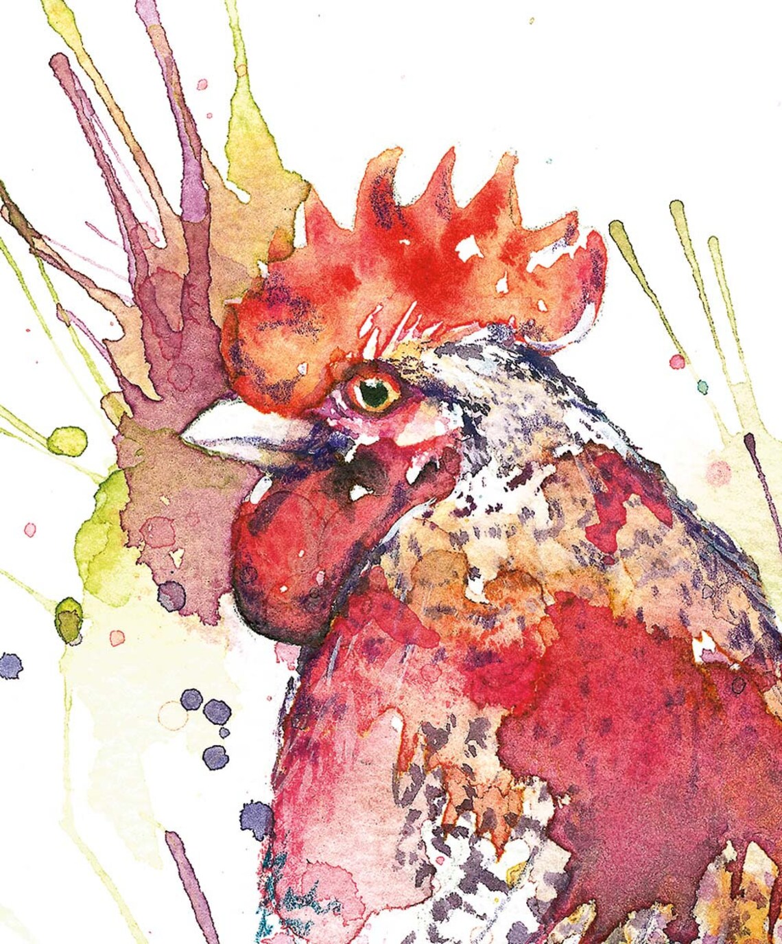 Cockerel Water Colour Print Cockerel Watercolour Painting Print ...