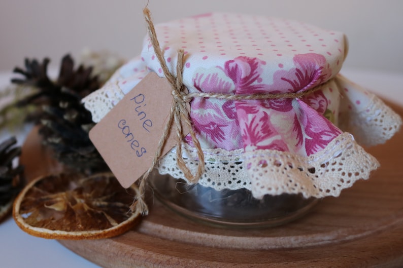 Cottagecore Cotton Jam Jar Lid Covers With Lace, Kitchen Food Storage ...