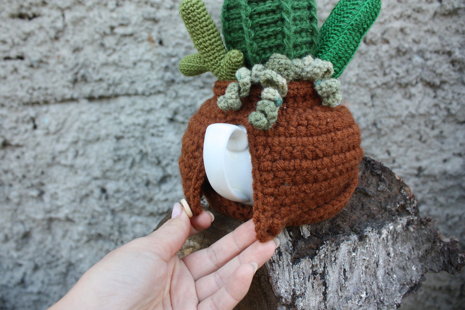 Cactus tea cozy tea cosy with flowers Succulent gift | Etsy