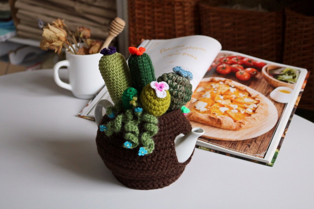 Cactus Tea Cozy, Tea Cosy With Flowers, Succulent, Gift, Cactus Decor ...