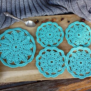 Turquoise Drink Coasters, Set of 5 Coasters, Housewarming Gift, Kitchen ...
