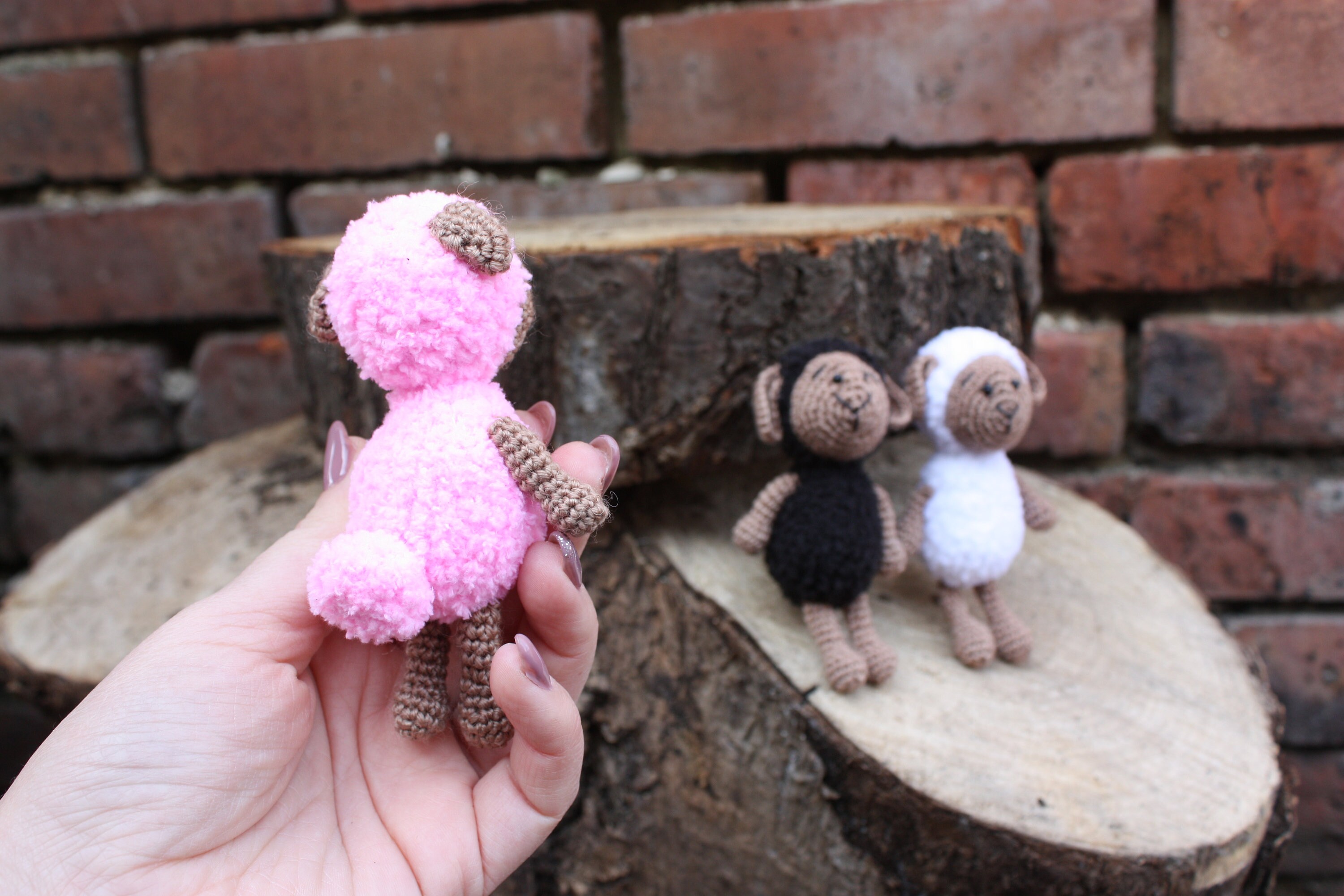 Small sheep miniature toy Small Lamb Toy black sheep pink | Etsy