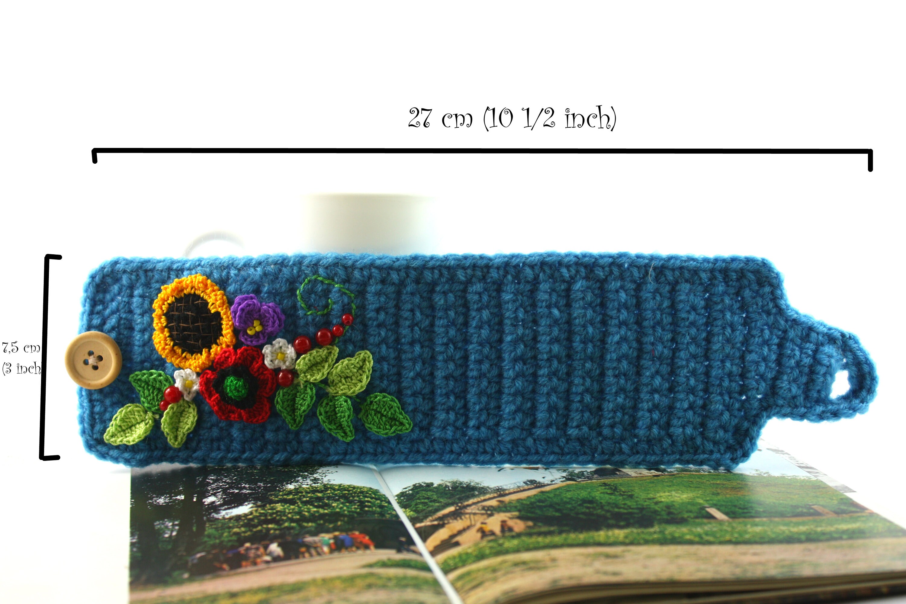 Blue Cup Cover, Mug Cozy, Crocheted Coffee Mug Cozy, Coffee Sleeve ...