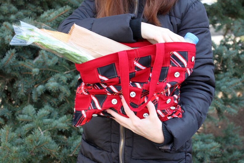 Recycled Red Bag, Upcycled Handbag, Patch Bag, Bag, Bright Bag, Top ...