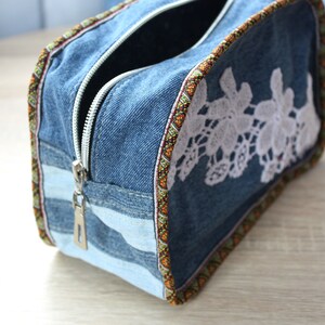 Denim Cosmetic Bag for Travel, Makeup Bag or Pencil Case, Zipper Pouch ...
