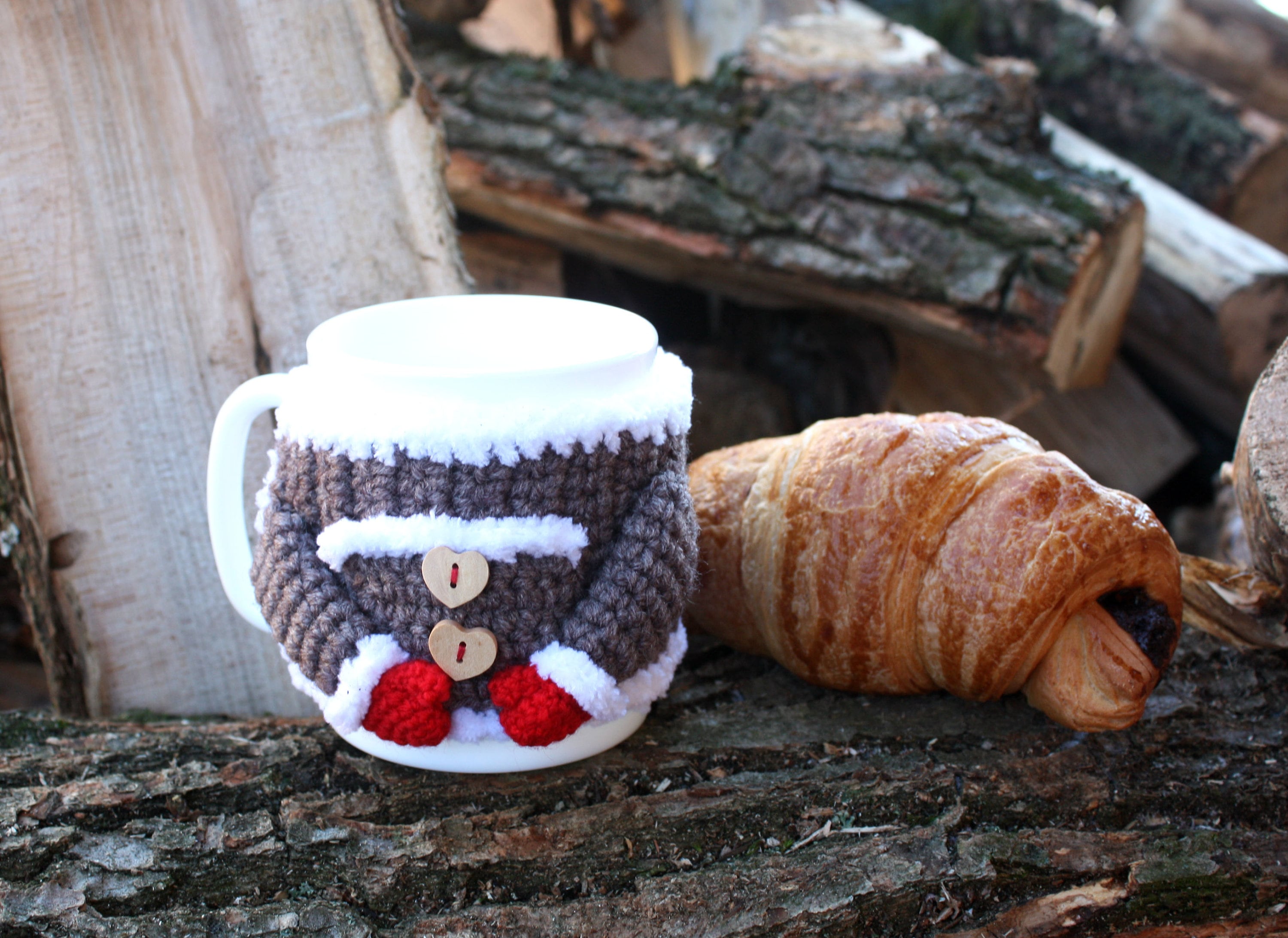 Gray Mug Cozy Crochet Mug Cover Mug Cosy With Pocket Pocket - Etsy