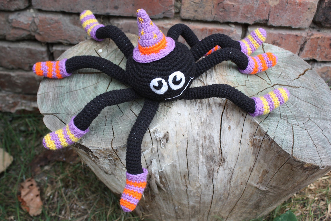 Crochet Black Spider Spider in Hat Funny Spider Spider in - Etsy