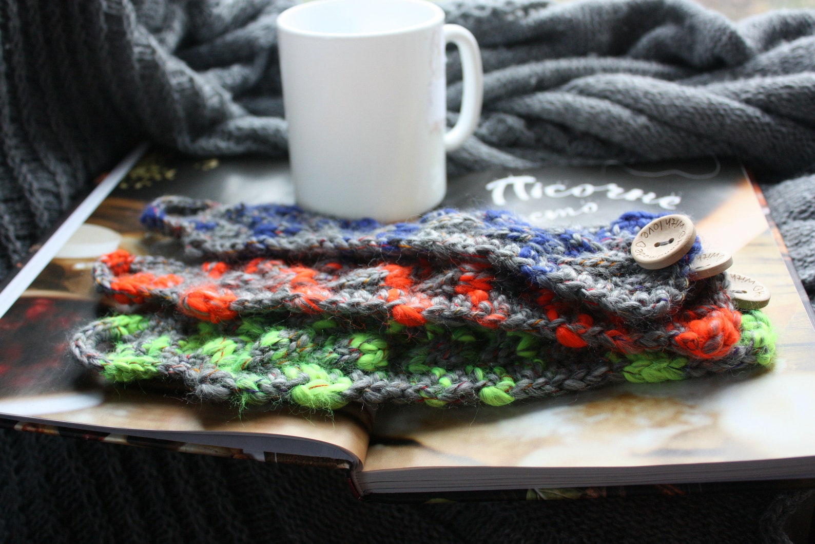 Multicolored Knit Mug Cozy Knitted Mug Cosy Knitted Mug - Etsy