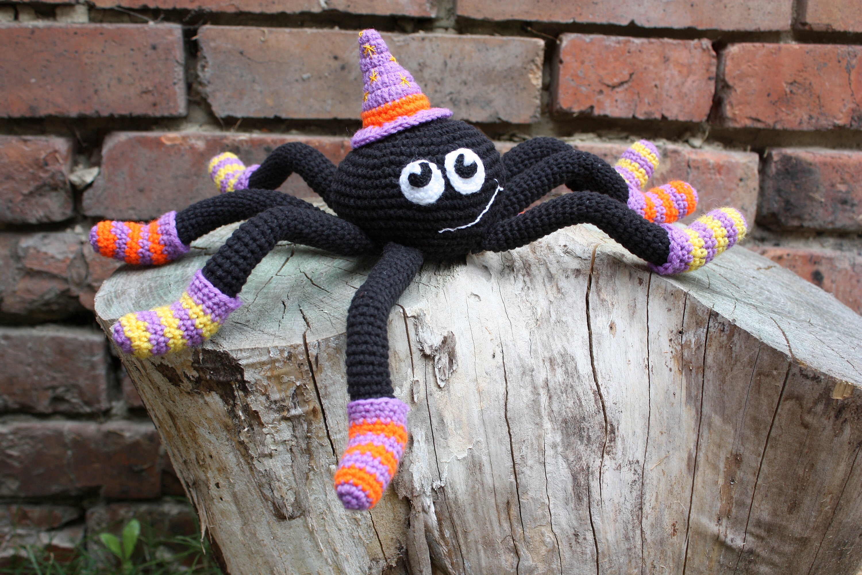 Crochet black spider spider in hat funny spider spider in | Etsy