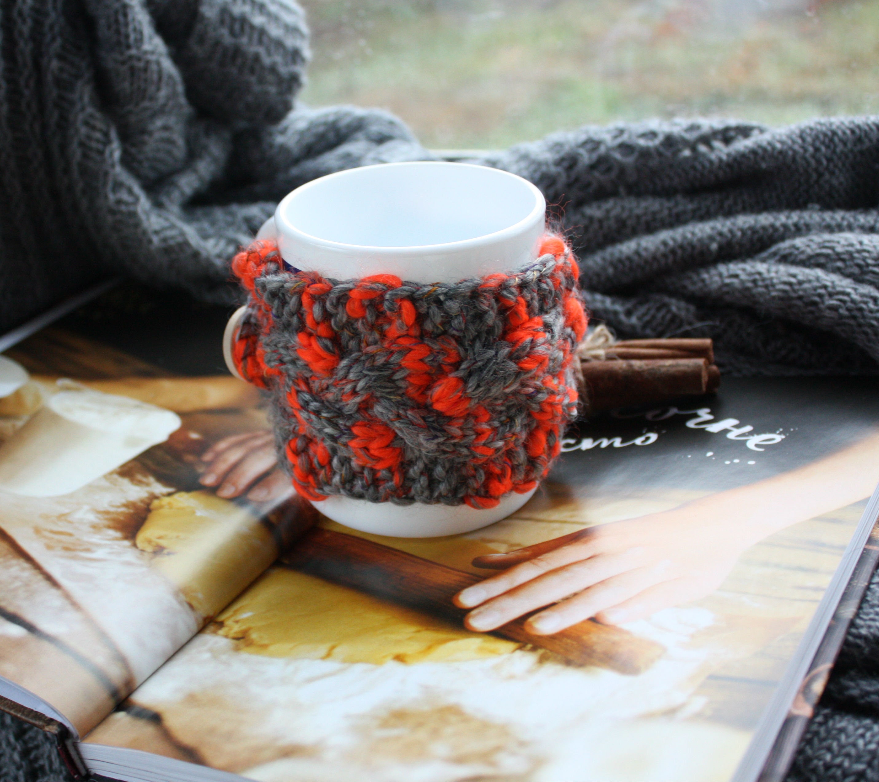 Multicolored knit mug cozy knitted mug cosy knitted mug | Etsy