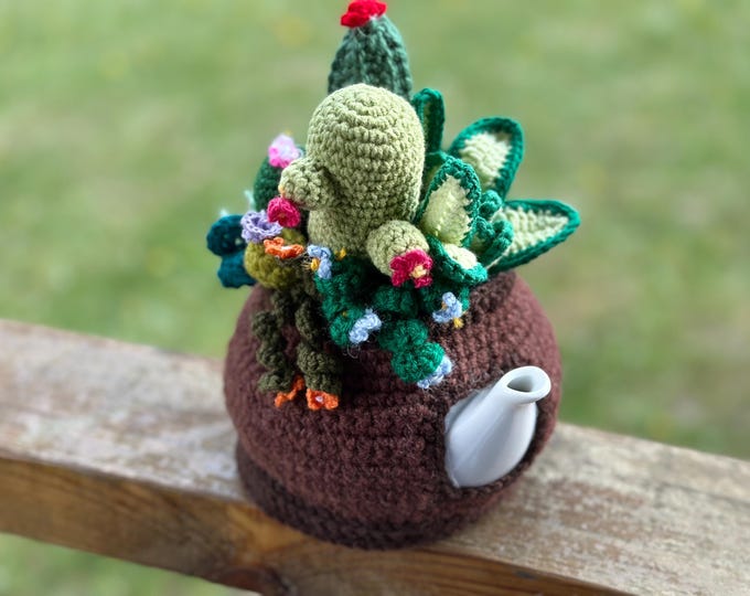 Cactus Tea Cozy, Tea Cosy With Flowers, Succulent, Gift, Cactus Decor ...