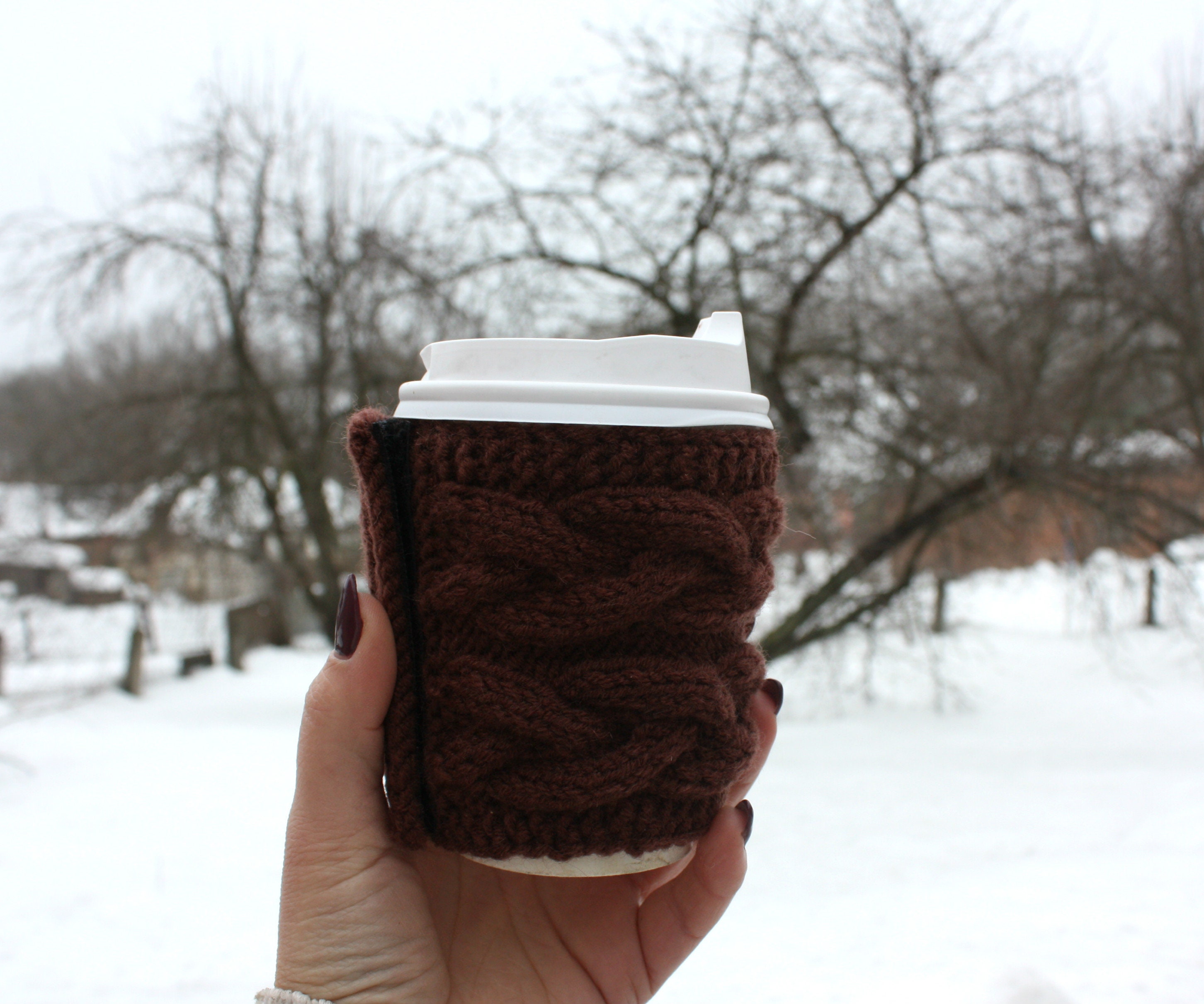 Knit mug cosy coffee to go mug cover cup cozy knitted mug | Etsy